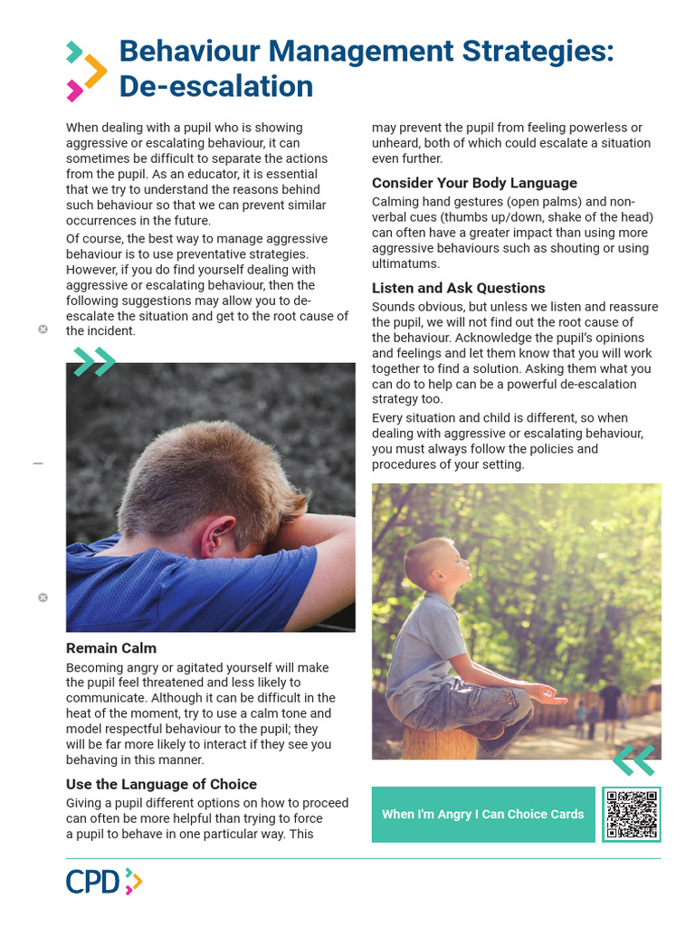Behaviour Management Strategies De-Escalation CPD | PDF | Behavior ...