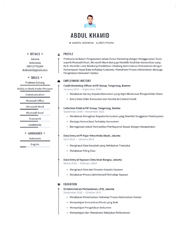CV Abdul Khamid | PDF