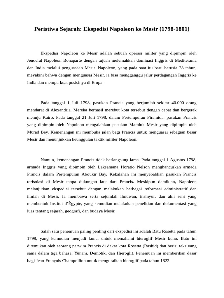 Ekspedisi Napoleon ke Mesir 1798-1801 | PDF | Sejarah