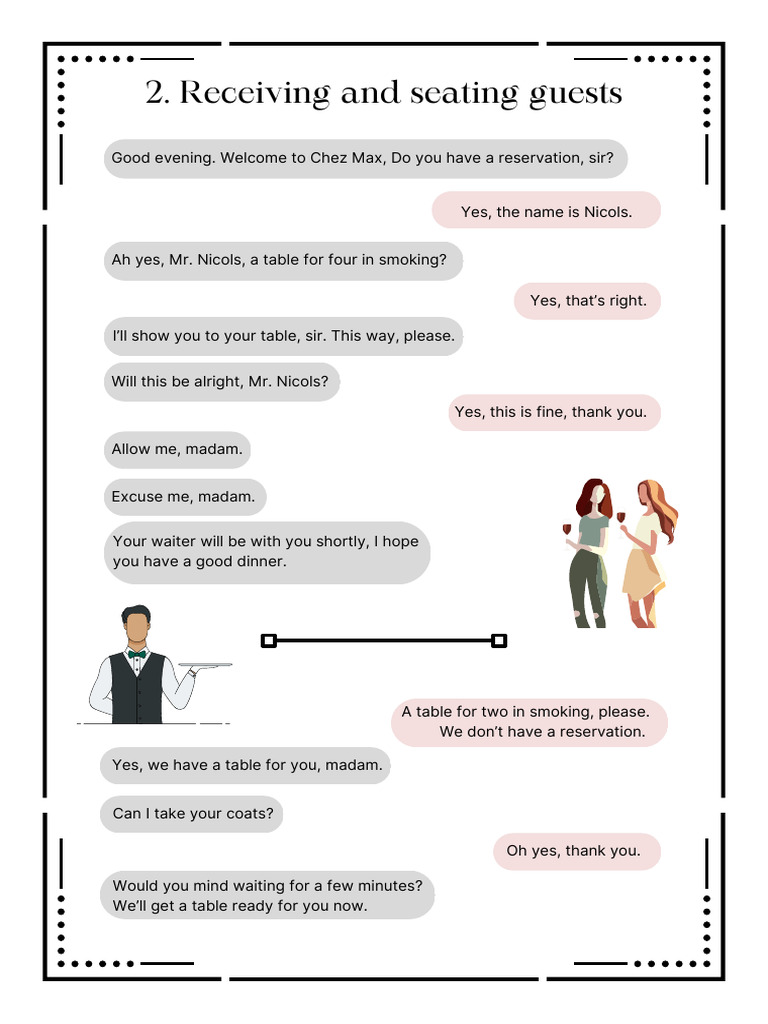 Restaurant Reservation Dialogue | PDF