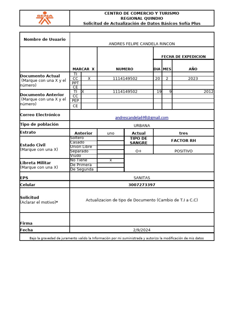Actualización de Datos Personales | PDF