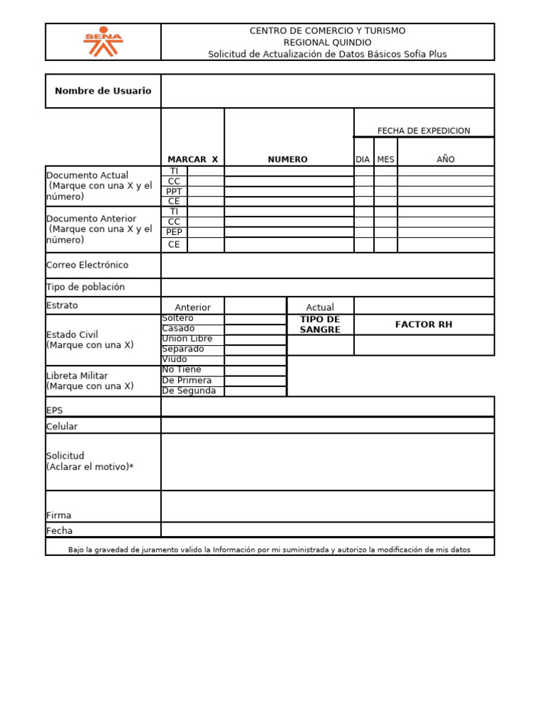 Solicitud de Modificación de Datos | PDF