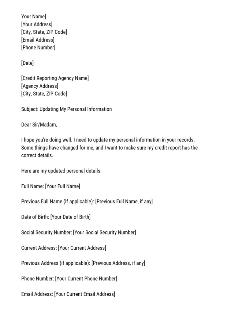 Personal Information Update Request Letter | PDF