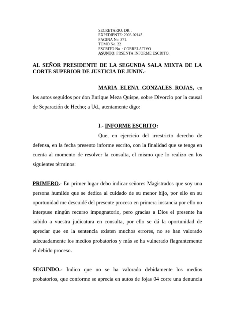Informe Escrito | PDF | Justicia | Crimen y violencia