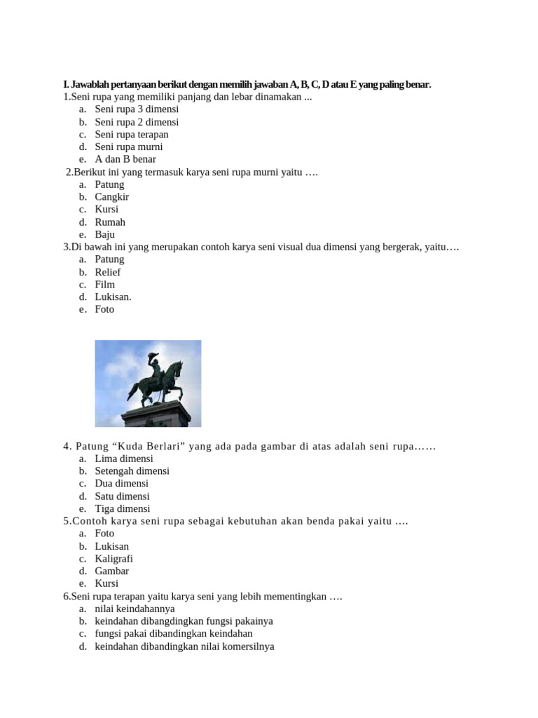 SOAL PTS Ganjil SENI RUPA KLS X MPLB-TO | PDF