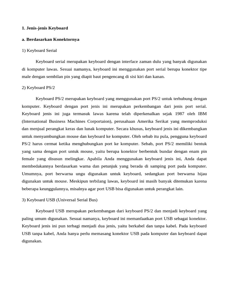 Jenis-Jenis Keyboard Komputer | PDF