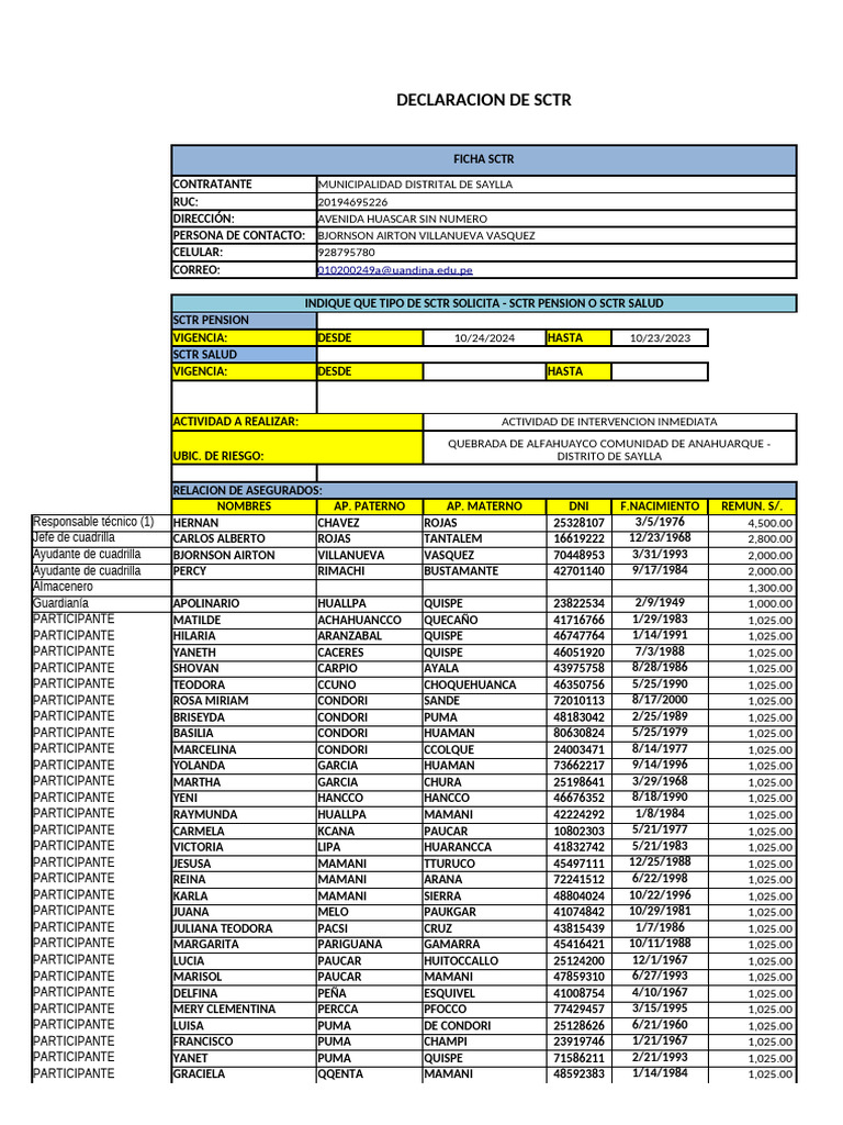 Formato - SCTR - Salud-Pension Final | PDF