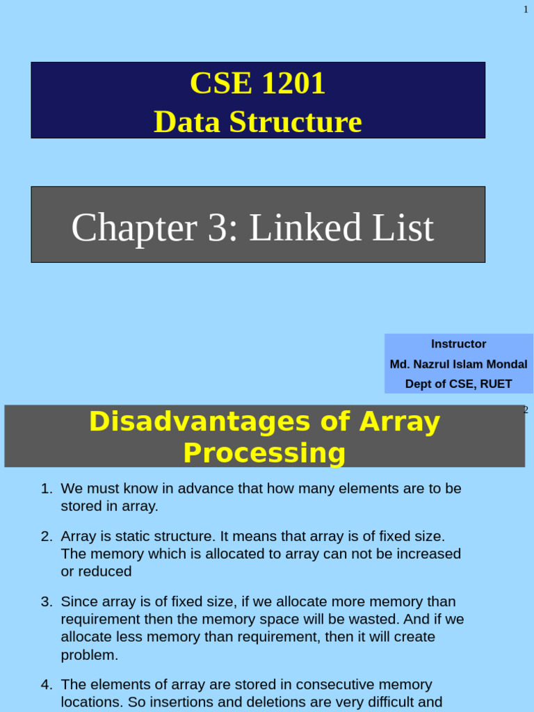 Lect 04 CSE1201 LinkList | PDF | Computer Data | Software Engineering