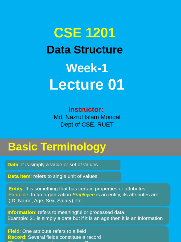 Lect 01 Cse1201 Introduction Pdf Algorithms Data Structure 3404