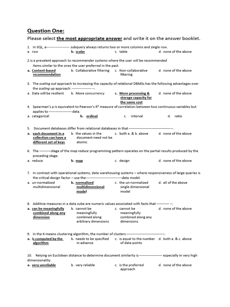 Sample MCQs | PDF | Databases | Relational Database