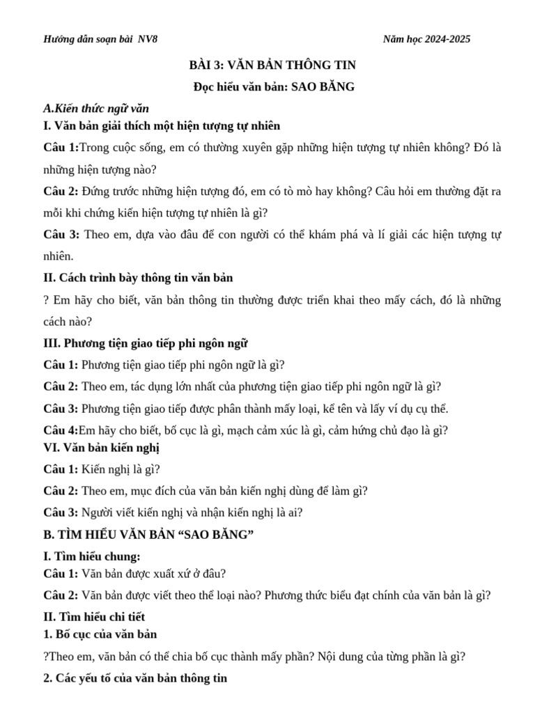 HƯỚNG DẪN SOẠN BÀI- NV8 -B3 -VBTT | PDF