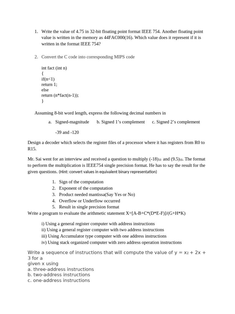 Cao Assignment | PDF | Theory Of Computation | Arithmetic