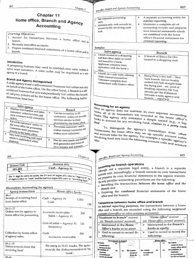 Chapter 11 Home Office Branch and Agency Accounting | PDF
