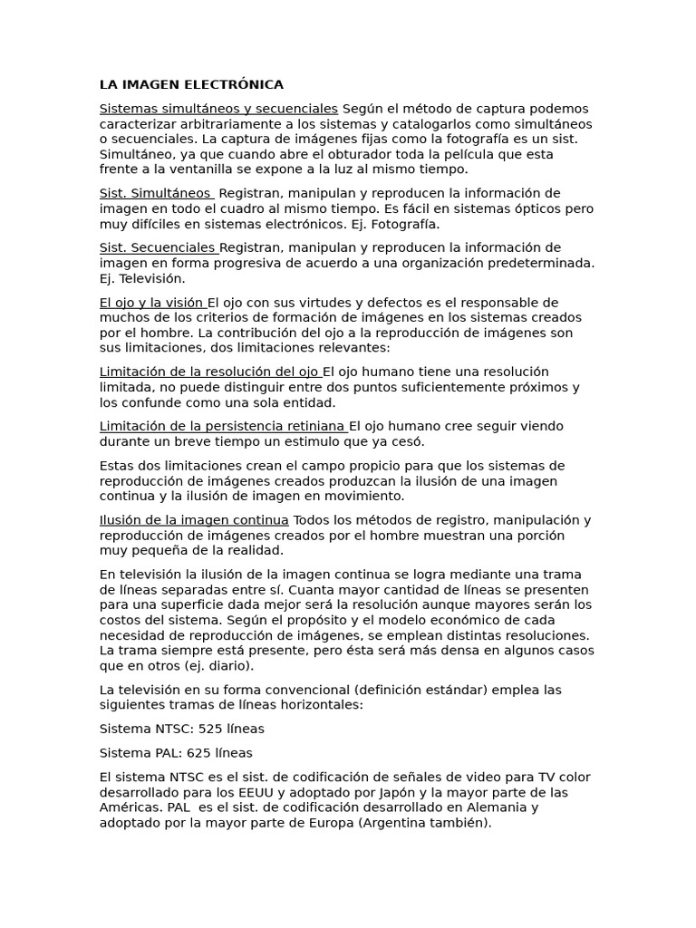 LA IMAGEN ELECTRÓNICA Resu | PDF | Televisión | Color