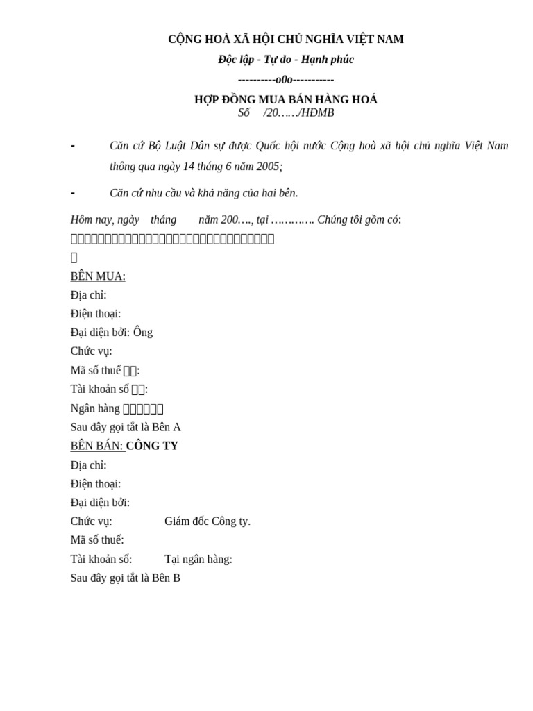Hop Dong Mua Ban | PDF