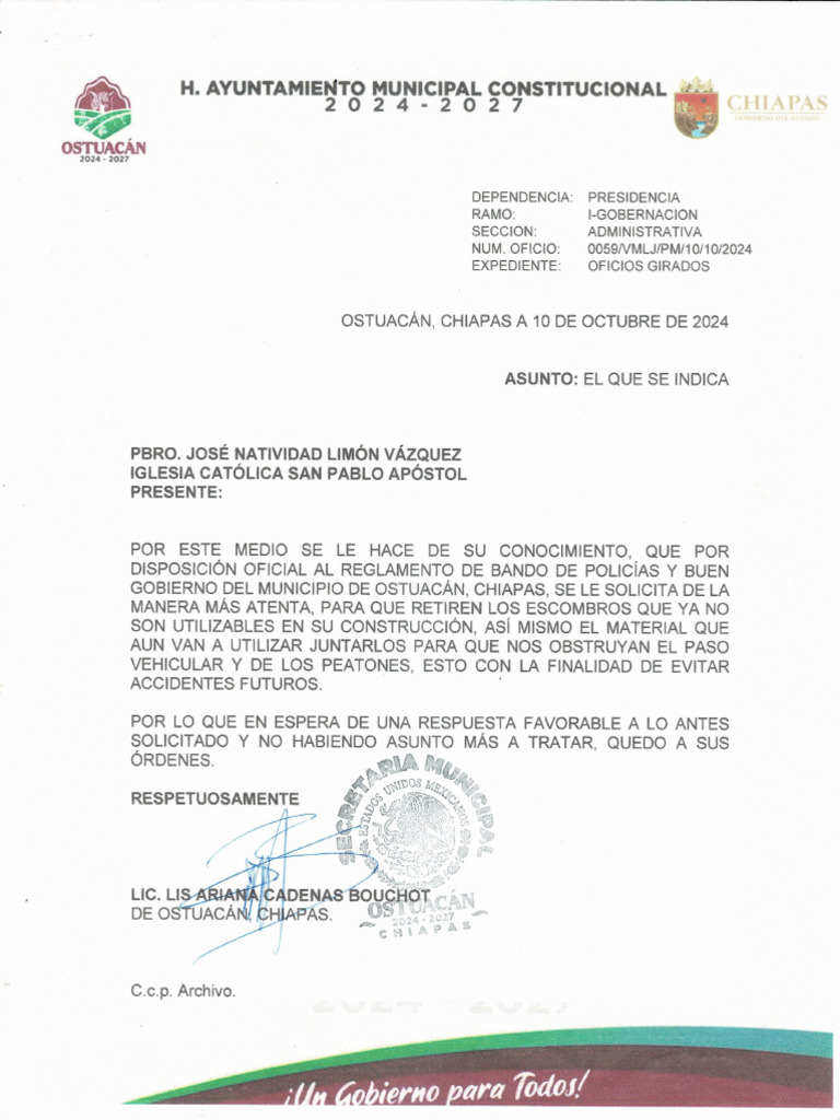 Oficio De Presidencia Pdf