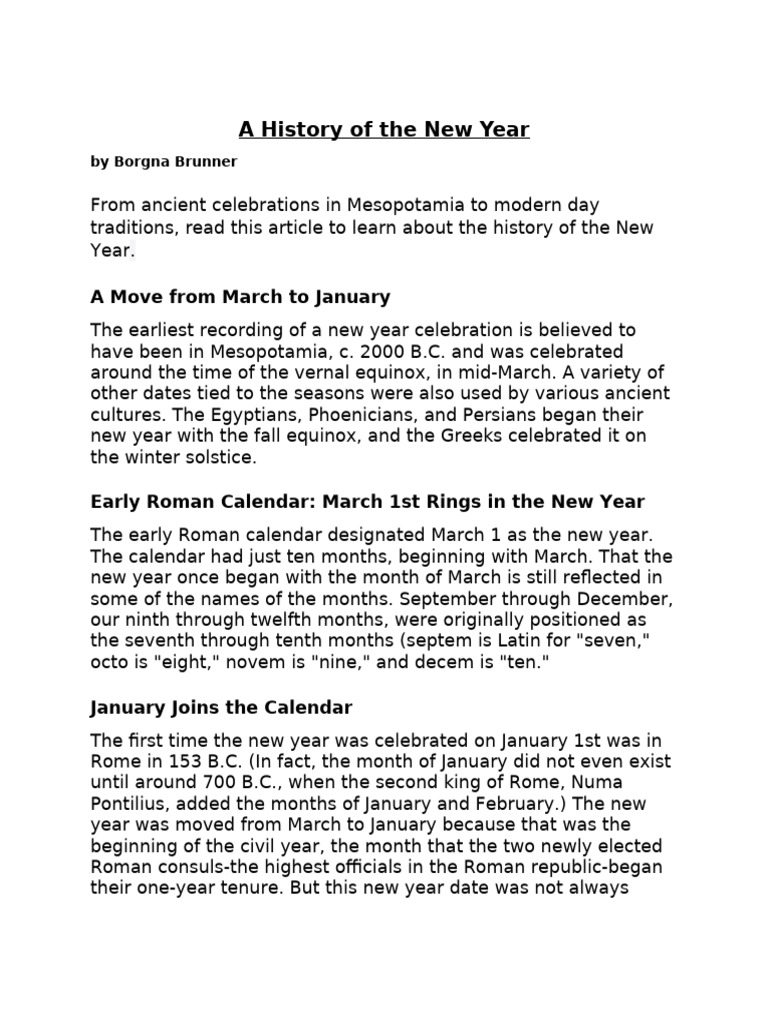 A History of The New Year | PDF | Calendar