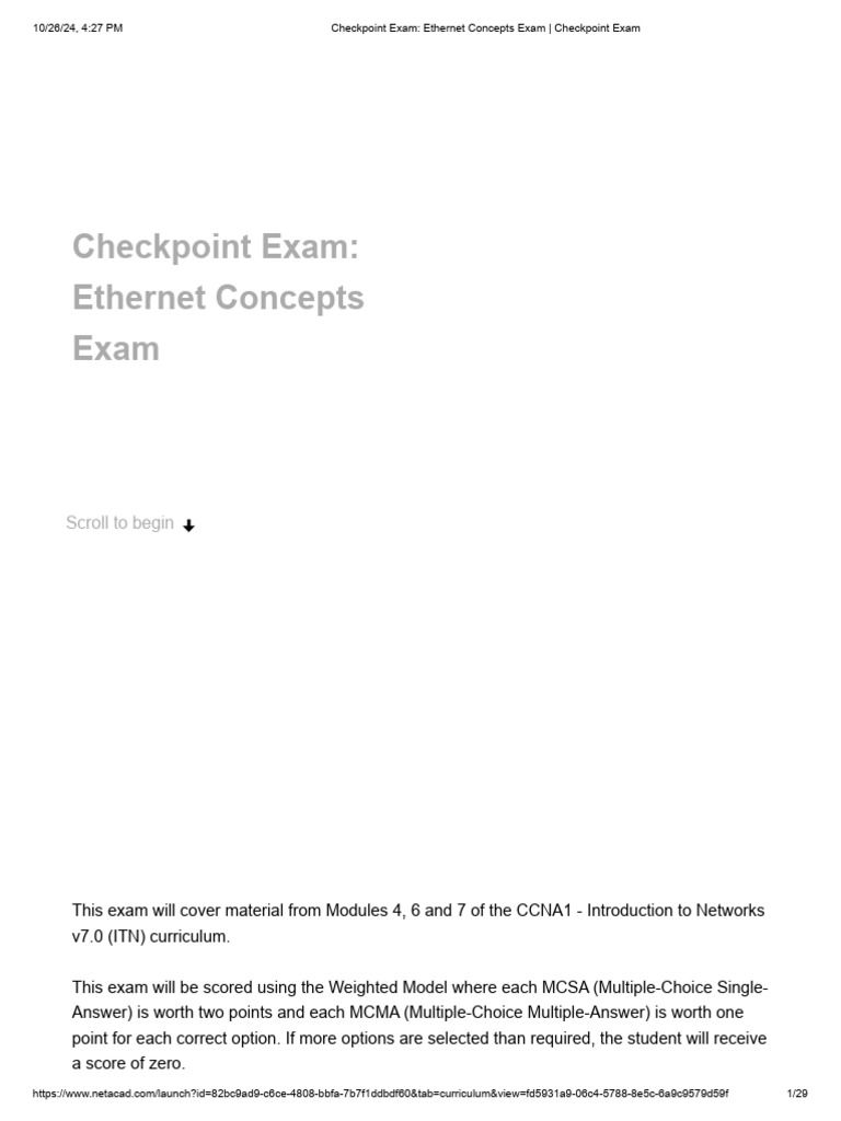 Ethernet Concepts Exam | PDF | Ethernet | Computer Network