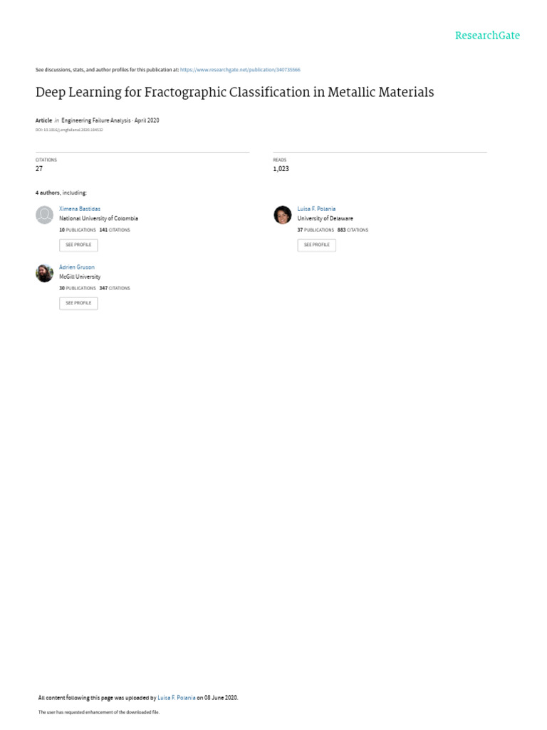 Deep Learning For Fractographic Classification in Metallic Materials Copy | PDF | Fracture ...