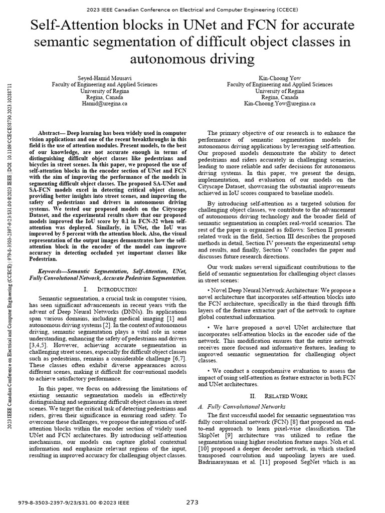 Self-Attention Blocks in UNet and FCN For Accurate Semantic ...