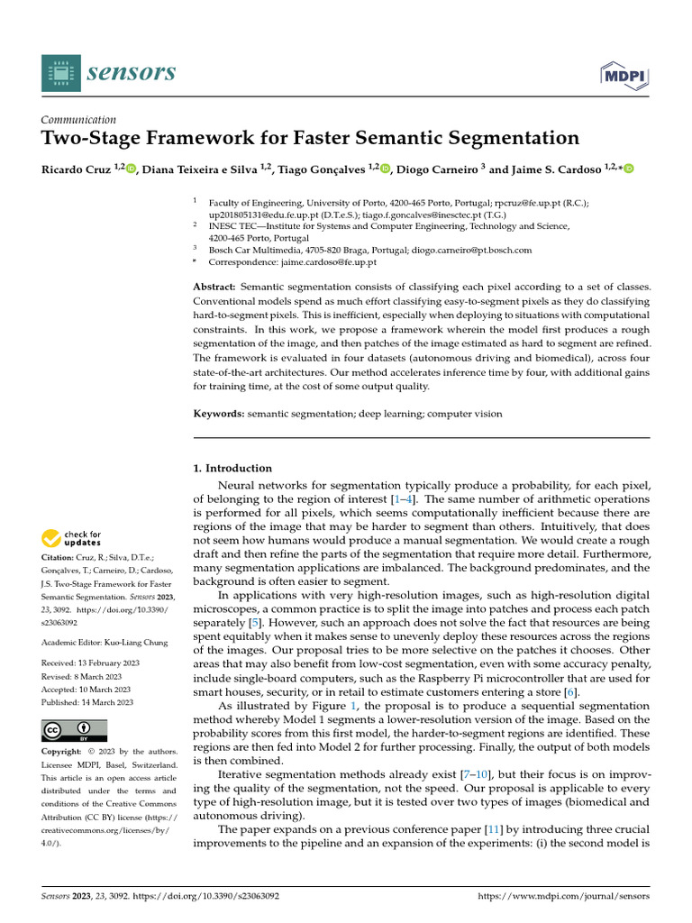 Two-Stage Framework For Faster Semantic Segmentation | PDF | Image Segmentation | Computational ...