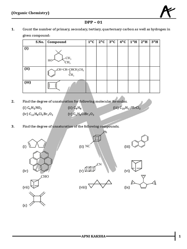 DPP - 01 - Classification and Nomenclature of Organic Compounds | PDF ...