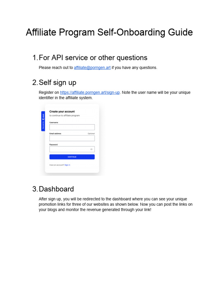 Affiliate Program Self-Onboarding Guide | PDF | Business | Finance ...