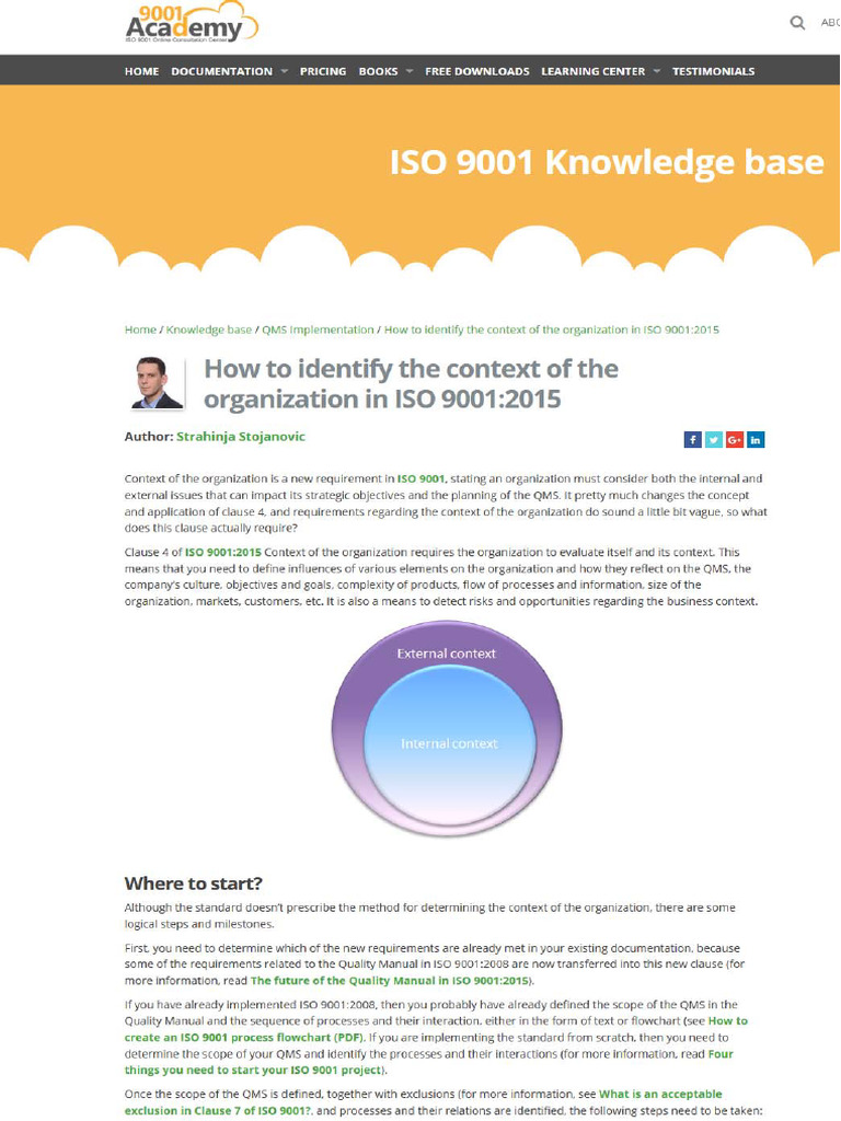 Context of The Organisation - Identification | PDF