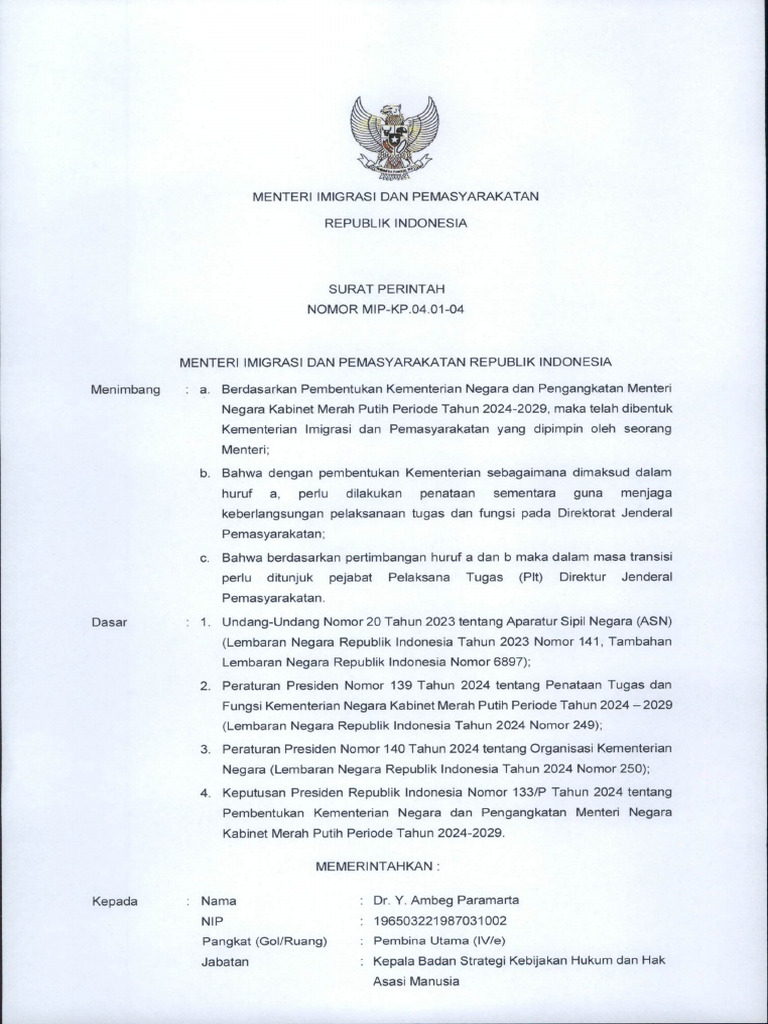 PLT Dirjen Pas | PDF