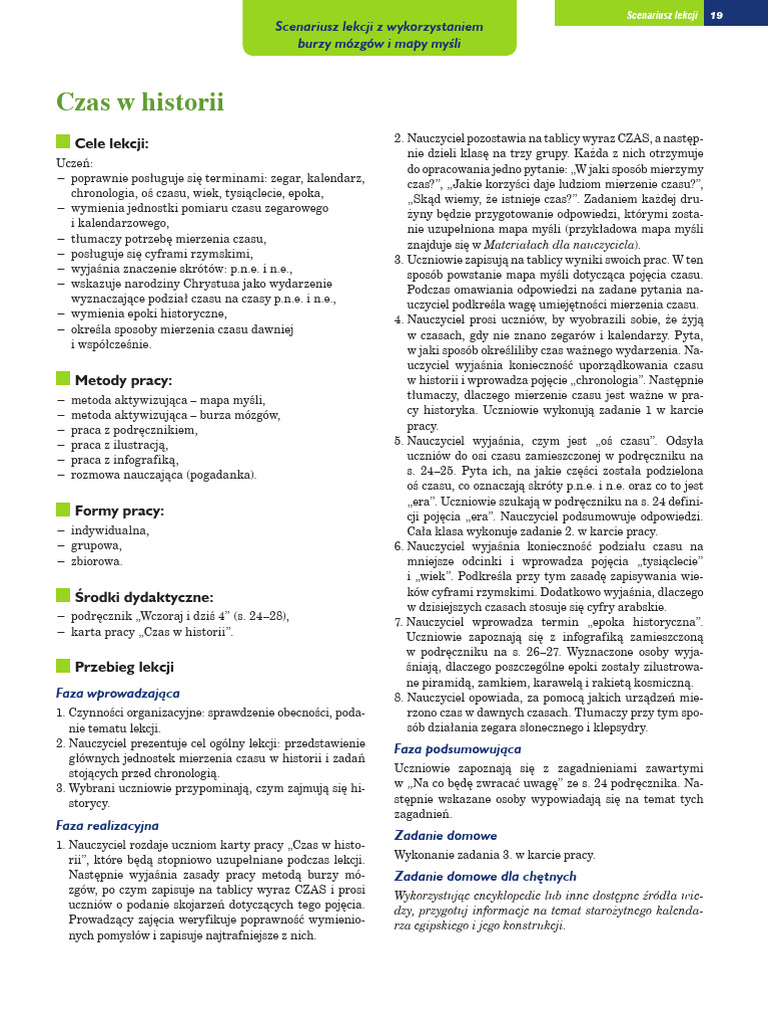 14 Czas W Historii Scenariusz Lekcji | PDF