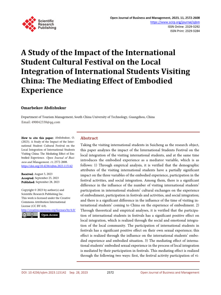 A Study of The Impact of The International Student | PDF | Embodied ...