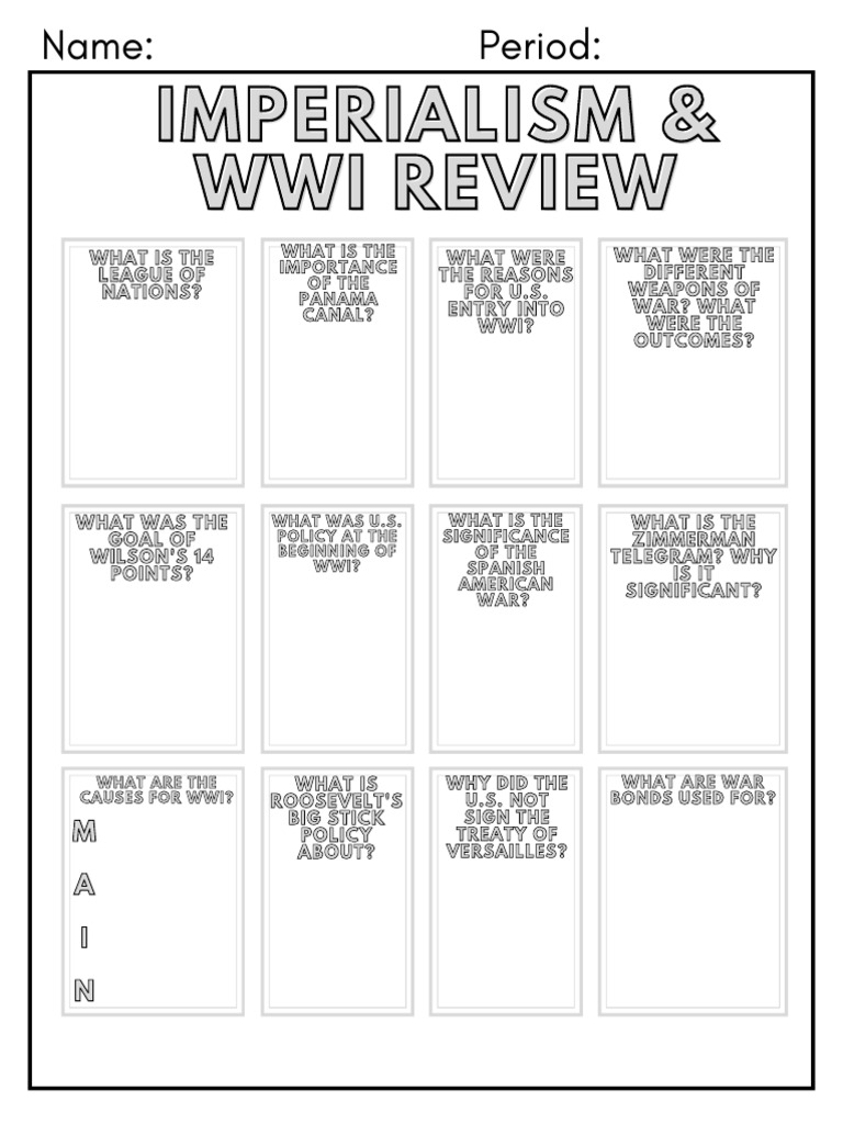 WWI - Imperialism Review | PDF | History