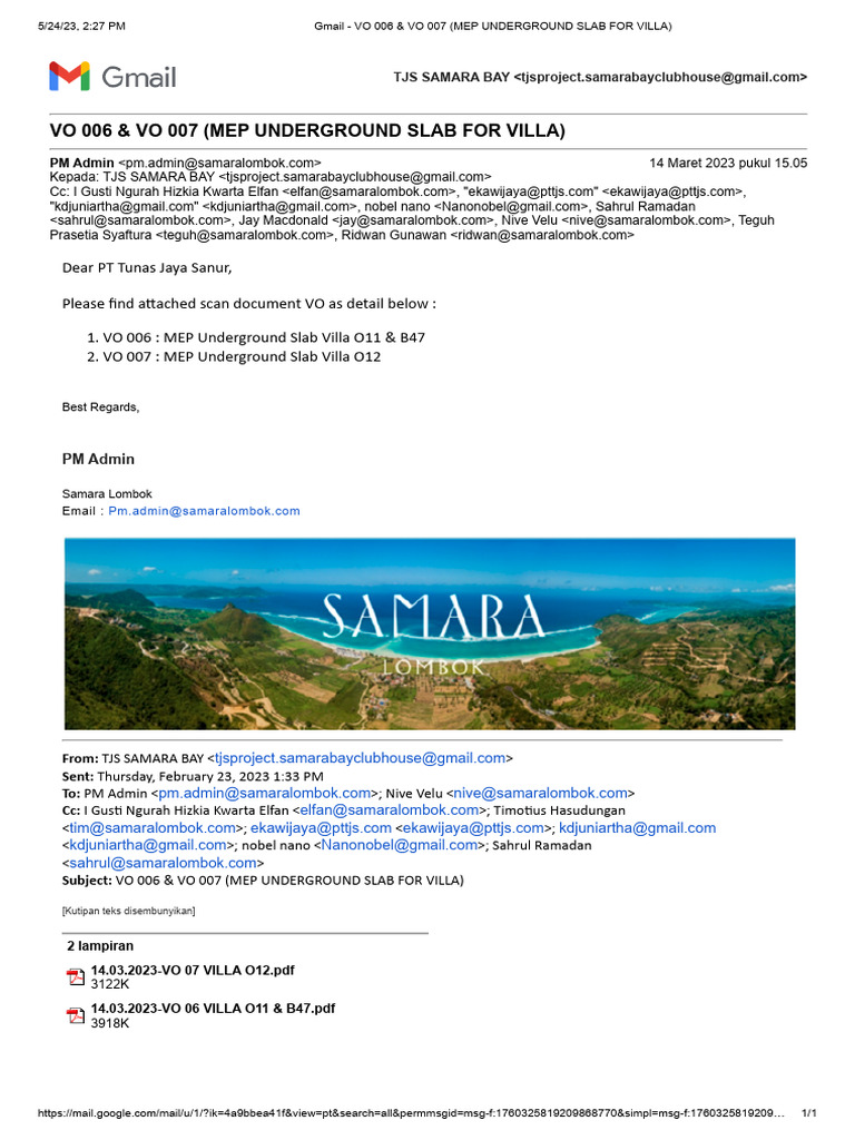 Vo 006 & Vo 007 (Mep Underground Slab For Villa) | PDF