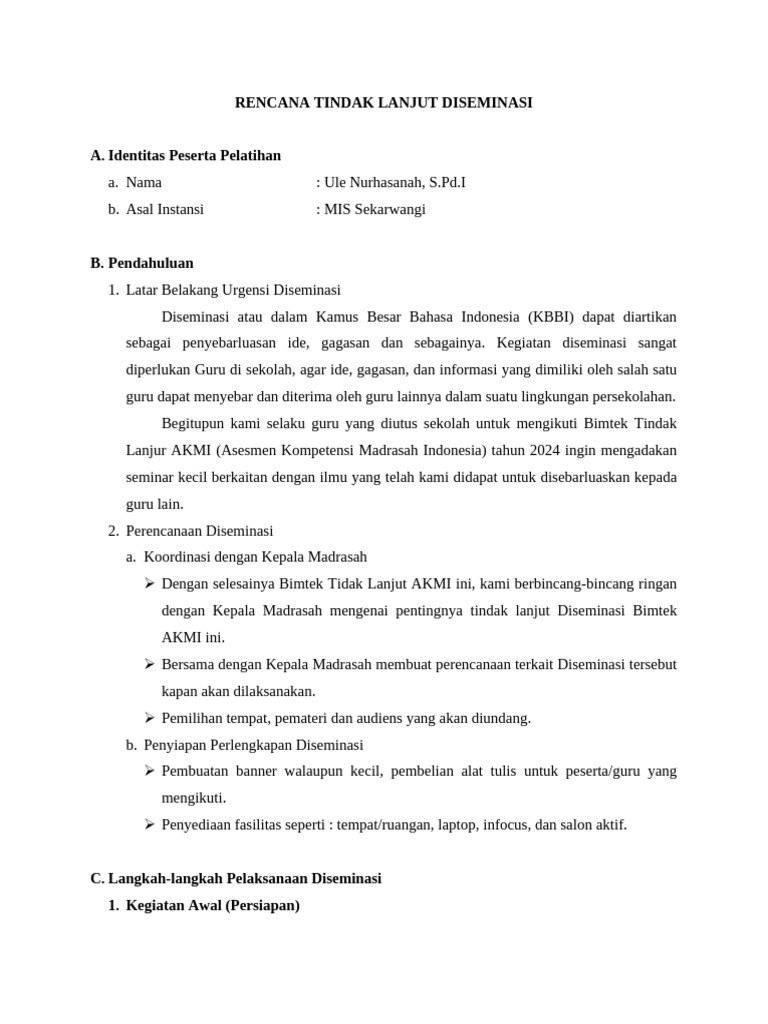 RTL Diseminasi AKMI 2024 | PDF