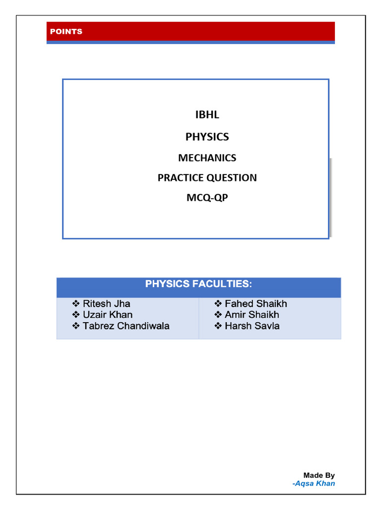 2.WS Mechanics P1 IB HL Mcqs | PDF | Force | Acceleration