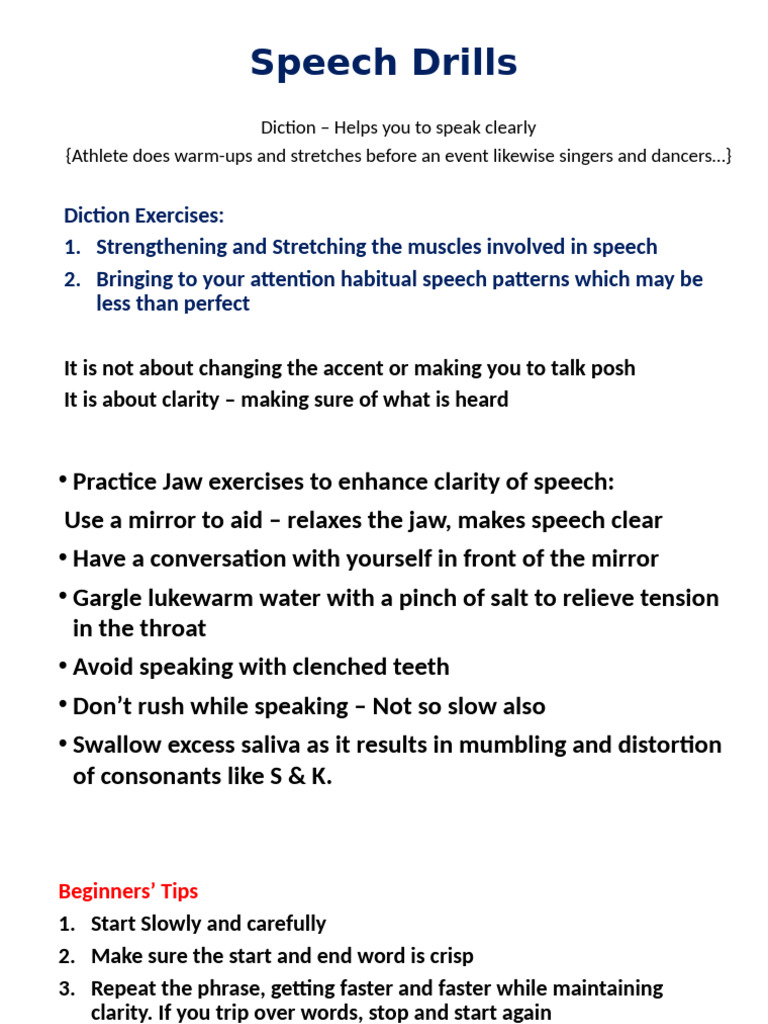 Speech Drills | PDF