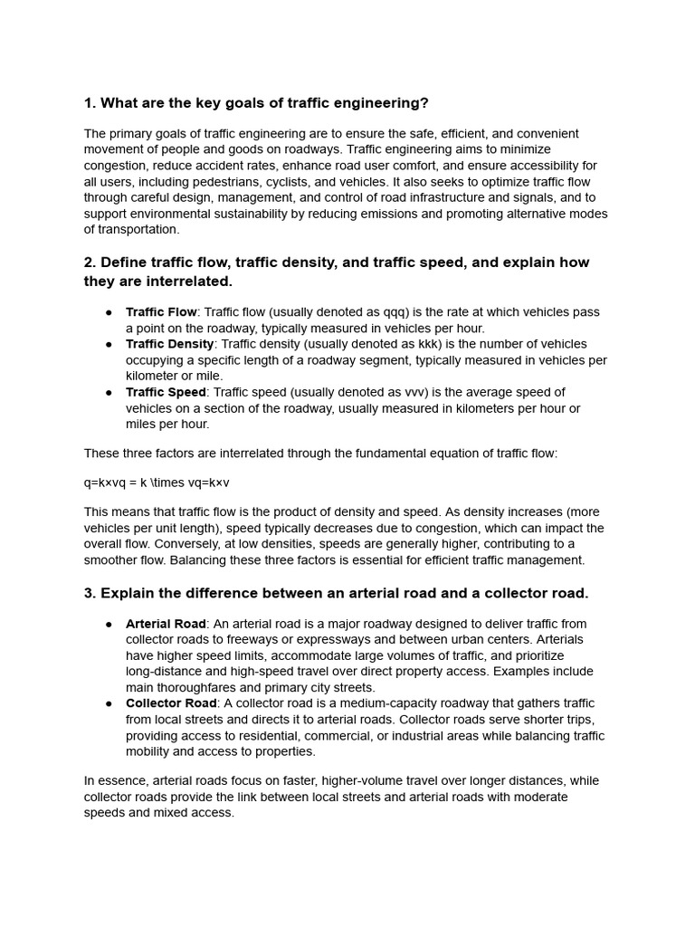 Traffic Engineering - Concepts and Termininology | PDF | Traffic | Lane