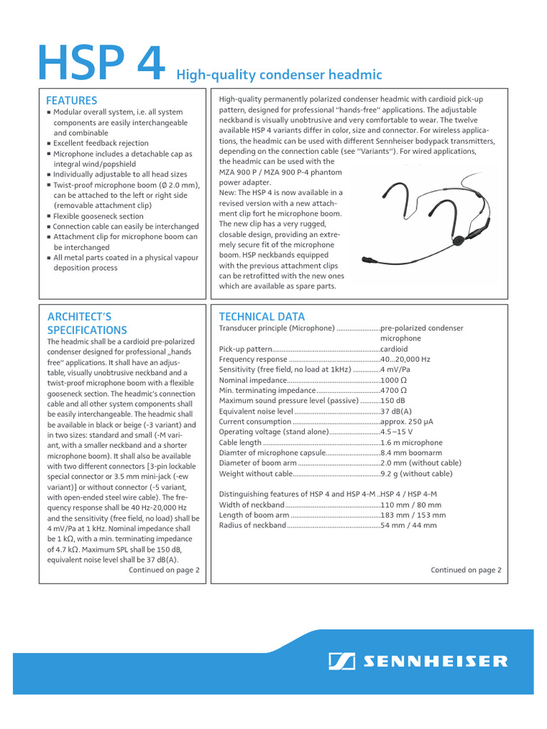 HSP4_specsheet | PDF | Microphone | Decibel