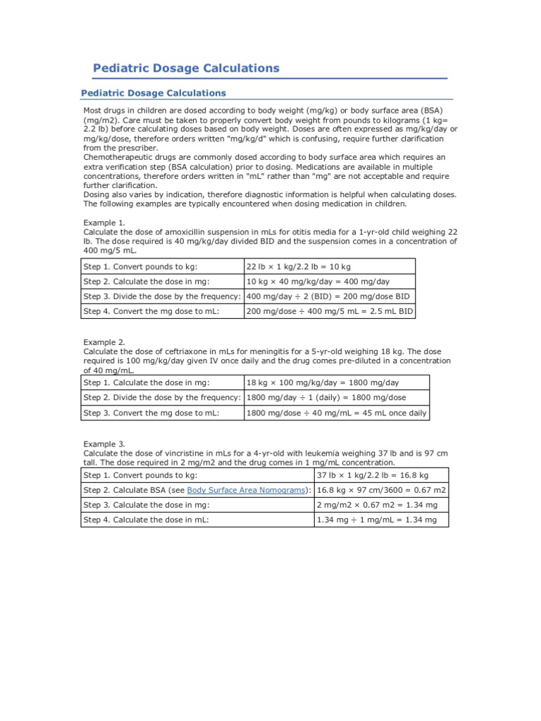Pediatric Dosage Calculations Pdf Midazolam Dose Biochemistry