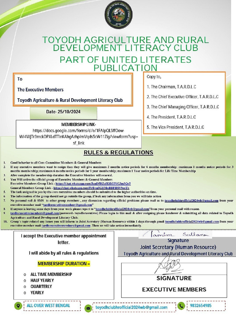 Rules & Regulations For Executive Members | PDF