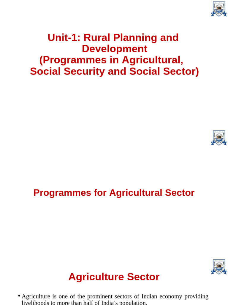 UNIT 1 Programmes in Rural Development (1) PART A | PDF | Agriculture | Organic Farming