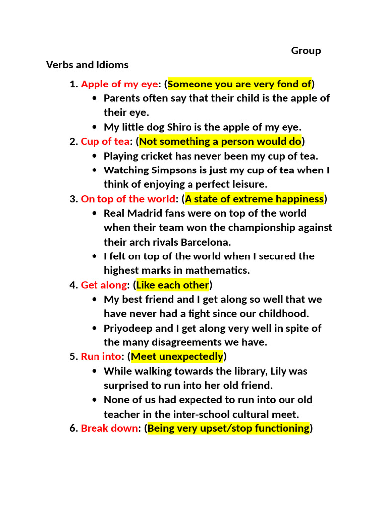 Group Verbs and Idioms | PDF
