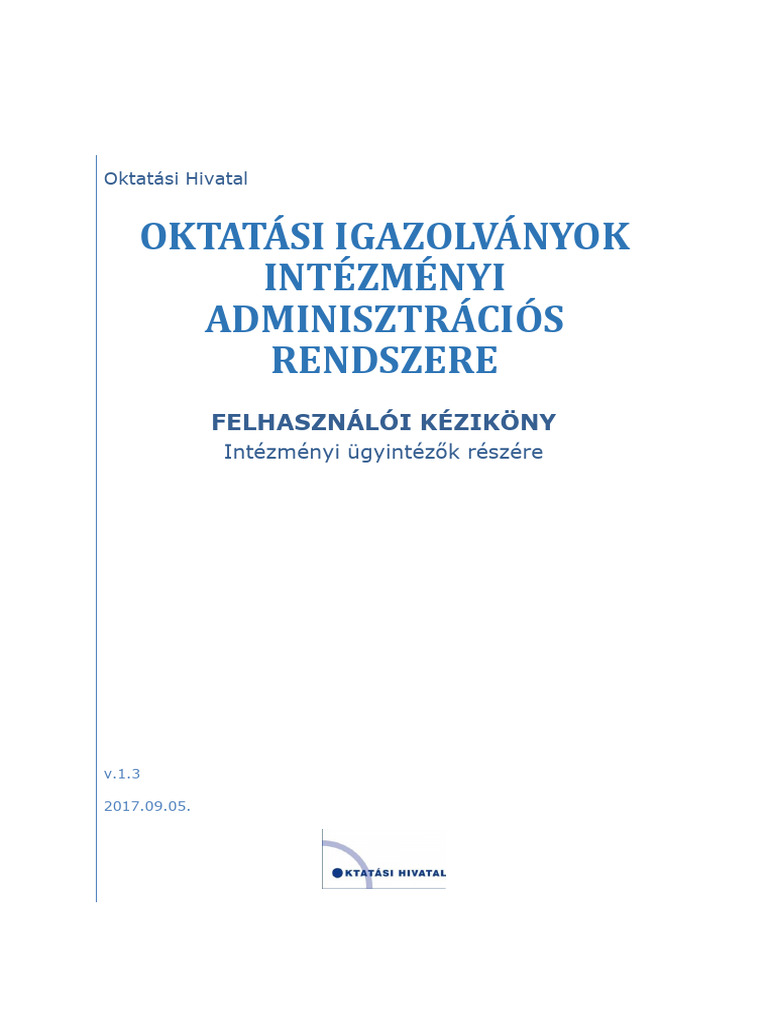 OKTIG Felhasznaloi Kezikonyv v1 3 Int | PDF