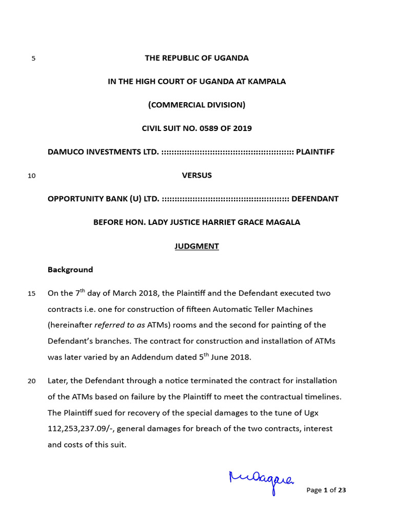 Damuco Investments Limited V Opportunity Bank (U) Limited 2024 UGCommC ...