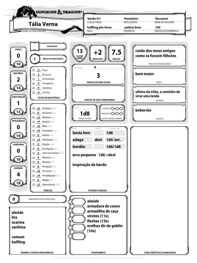 Ficha Editável de RPG | PDF