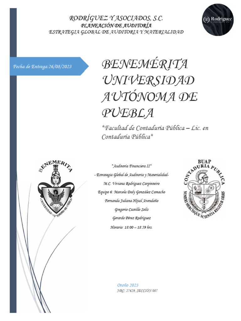 Actividad 3 - Estrategia Global de Auditoría y Materialidad | PDF | Auditoría | Contabilidad