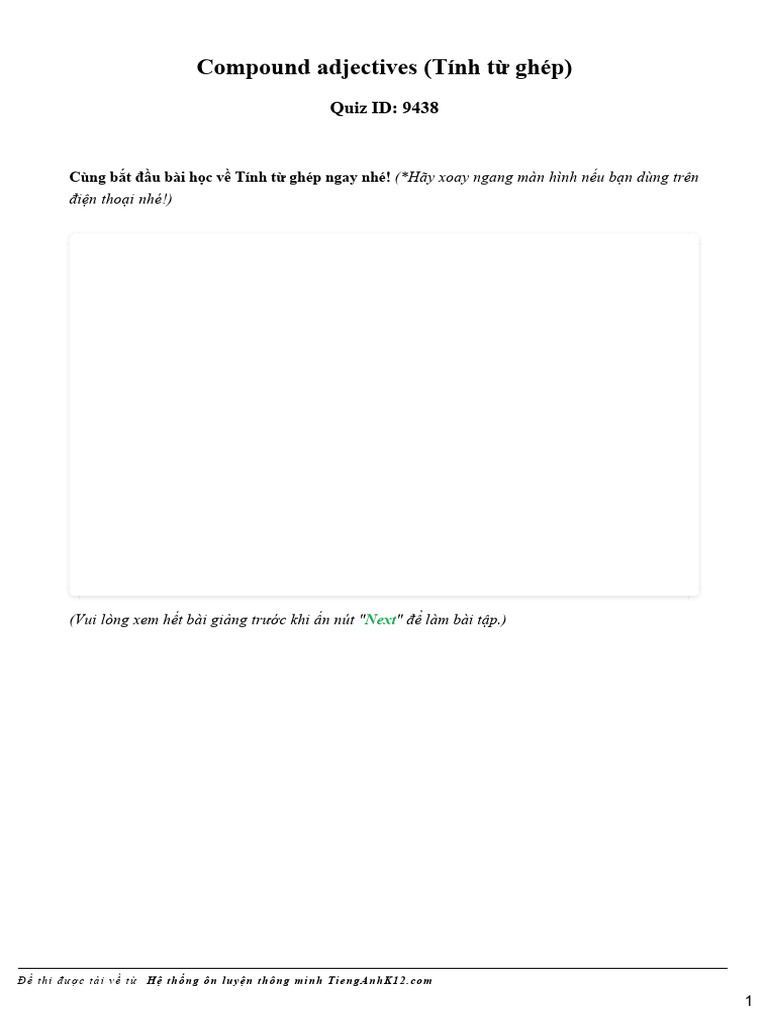 Quiz - 9438 - Compound Adjectives Tinh Tu Ghep | PDF | Adjective ...
