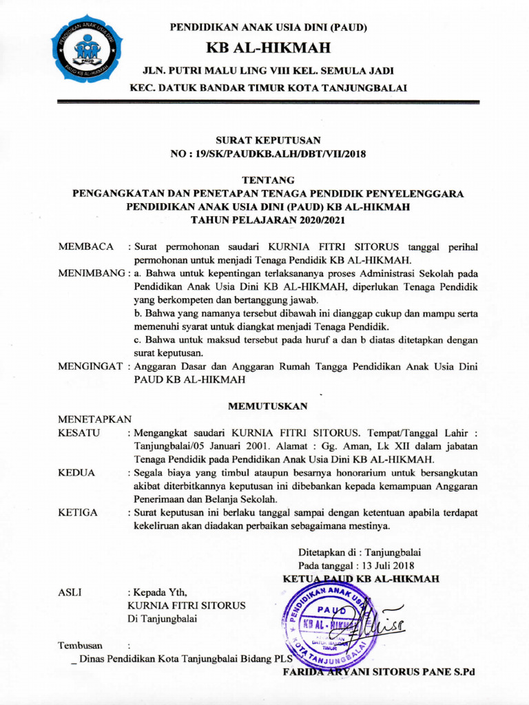SK Paud 2018 | PDF