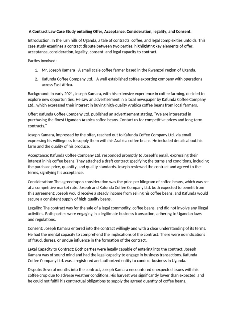 Uganda Coffee Contract Law Case Study | PDF | Coffee | Private Law