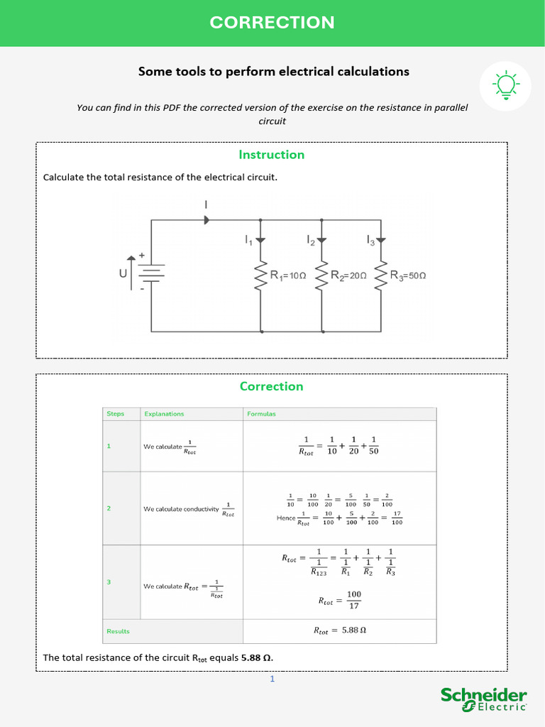 Correction - Exercise - Calculate Total Resistance in Parallel Circuit ...
